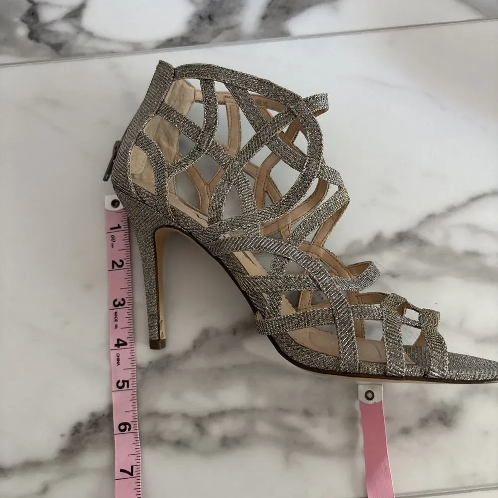 Nina | Shoes | Nina Metallic Strappy Stiletto Heels Shimmer Gold Silver ...